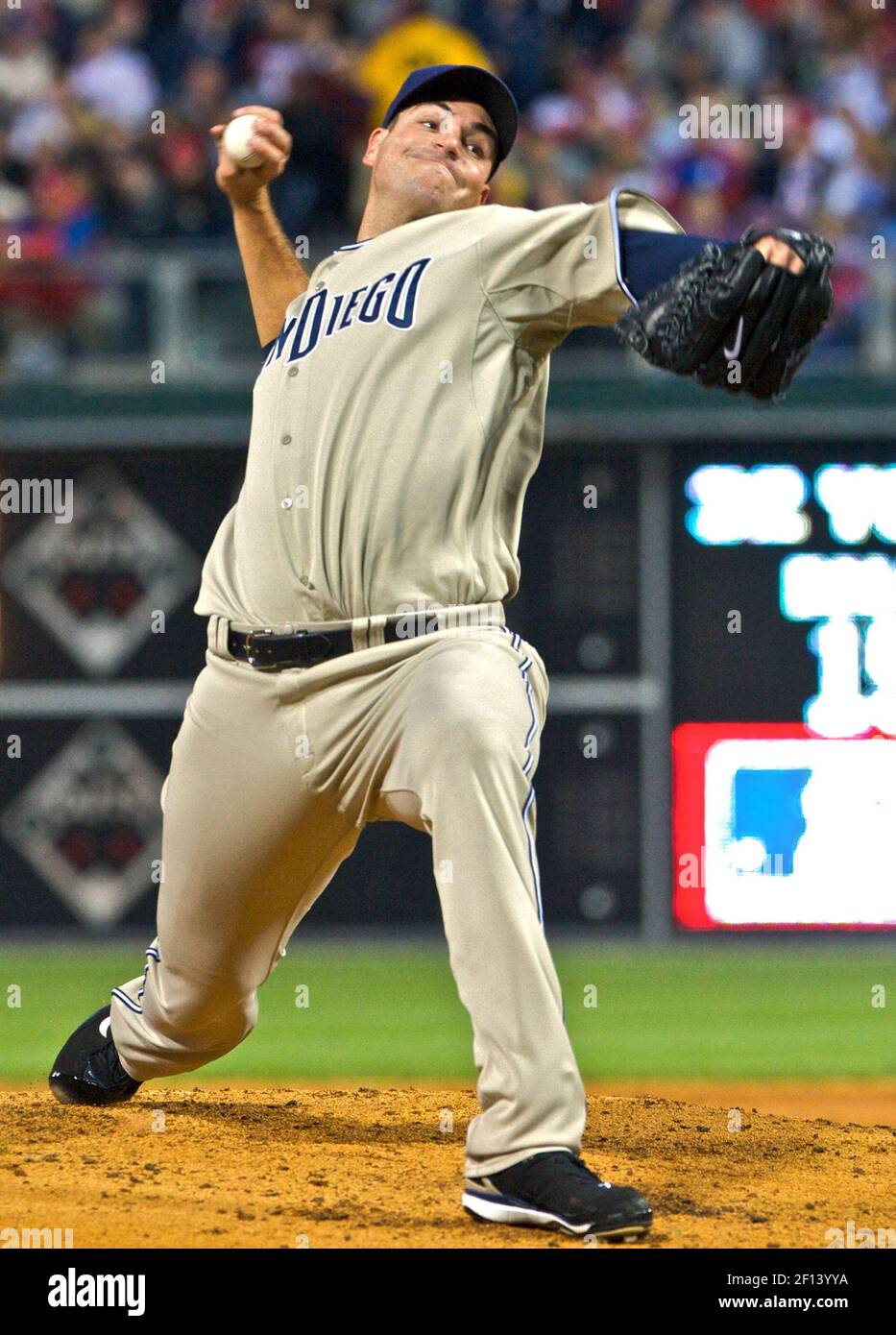 San Diego Padres pitcher Chris Young works against the Philadelphia ...