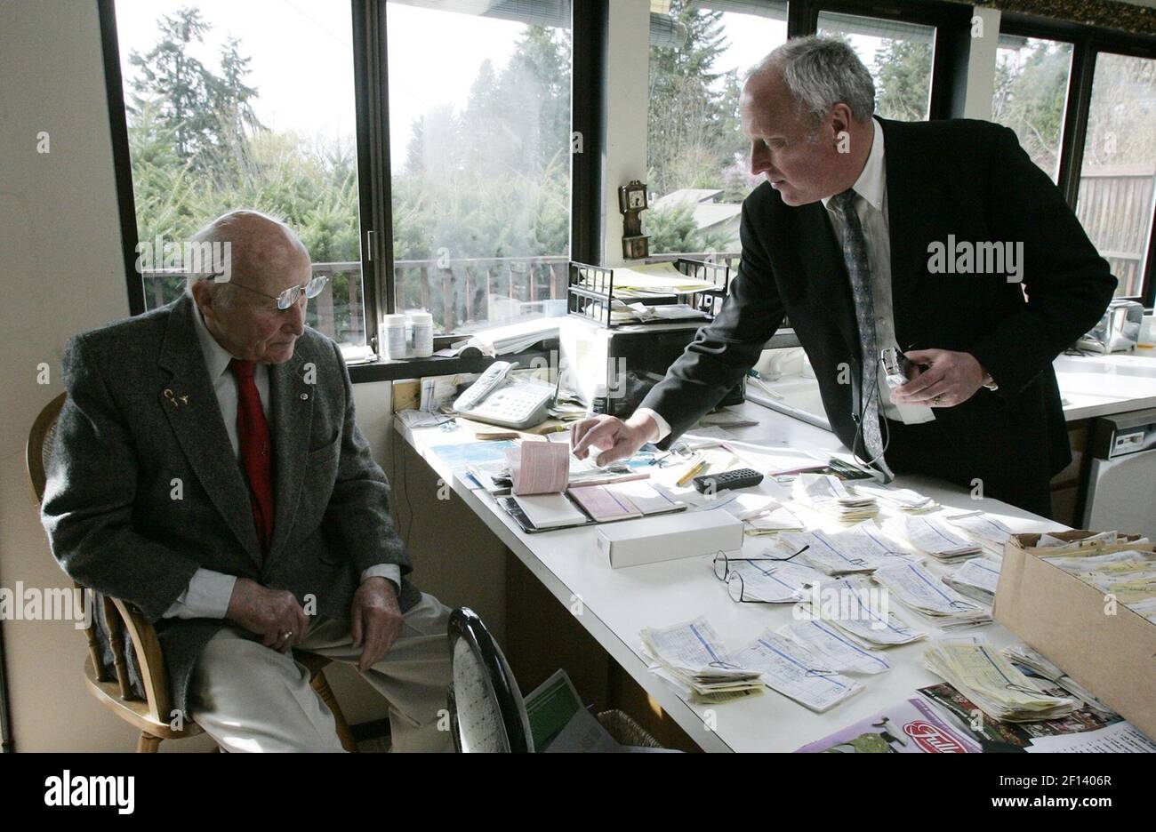 Art Pearson, 90, and his son Ken prepare to head out on evening ...