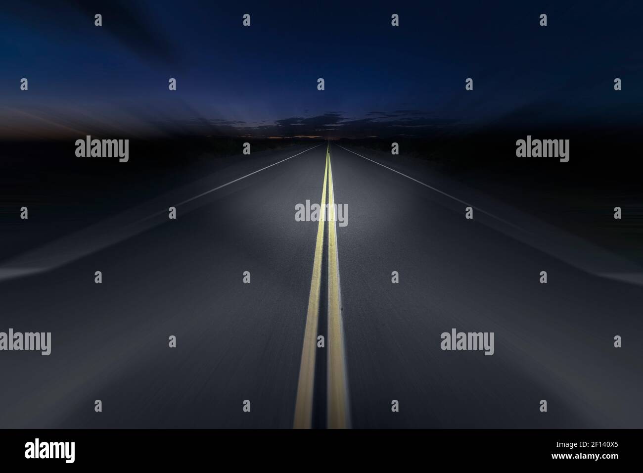 California Route 66 desert highway night with motion blur Stock Photo ...