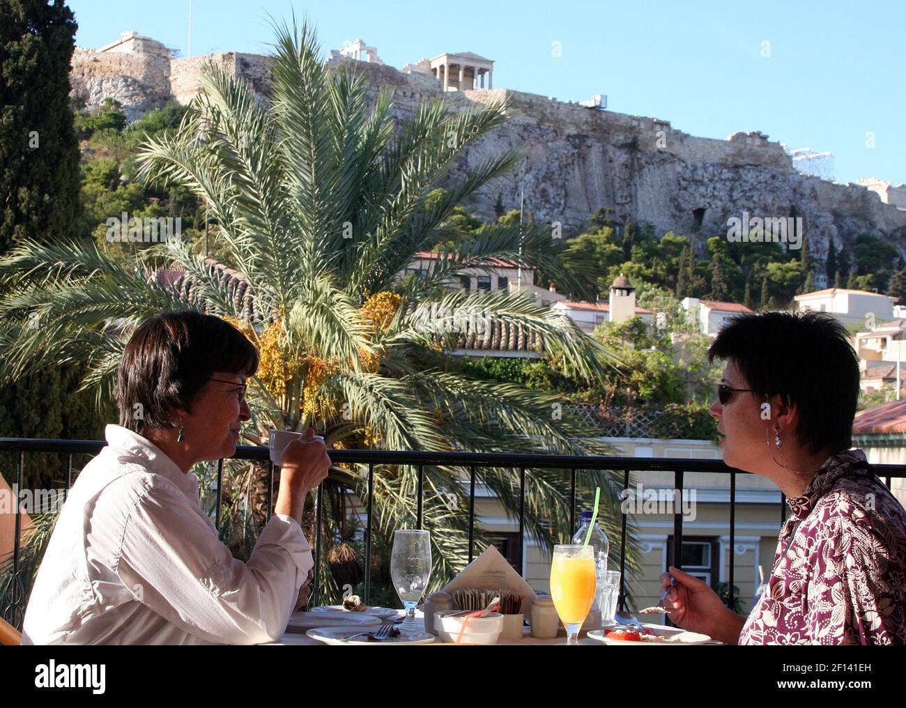 Breakfast at the three-star Adrian Hotel, in Athens' Plaka district ...