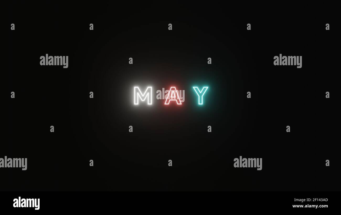 May text neon light colorful on black background simple . 3d ...