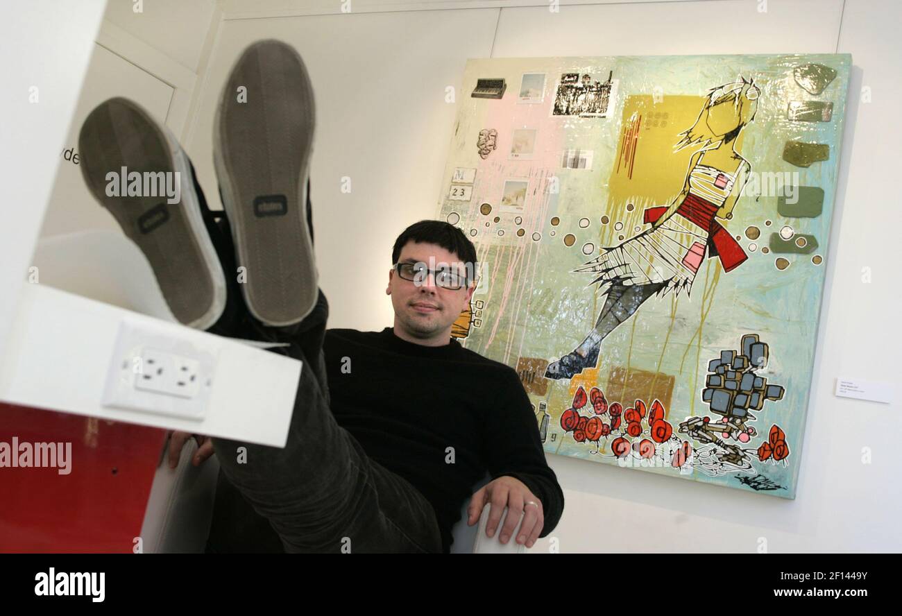 Artist Aaron Kraten, pictured February 28, 2008, produces artwork that ...