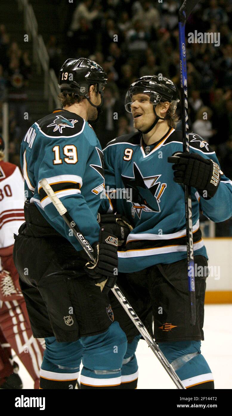 San Jose Sharks Joe Thornton celebrates his second goal of the first ...