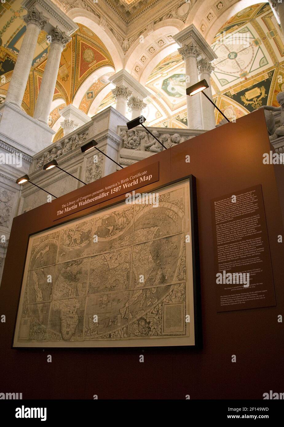 Martin Waldseemuller's map when it was in the Great Hall of the Library ...