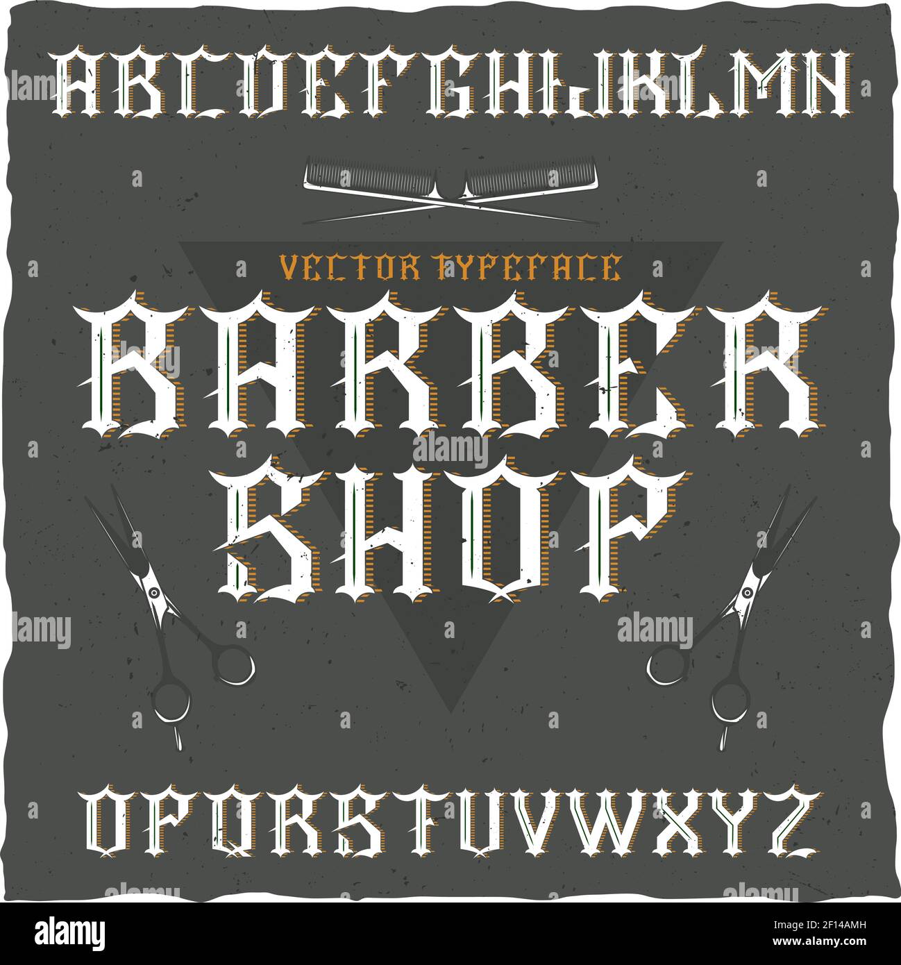 Barber Shop label font and sample label design with decoration and ...