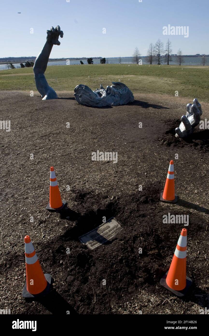 In this photograph, "The Awakening," the 100-foot statue of a giant ...