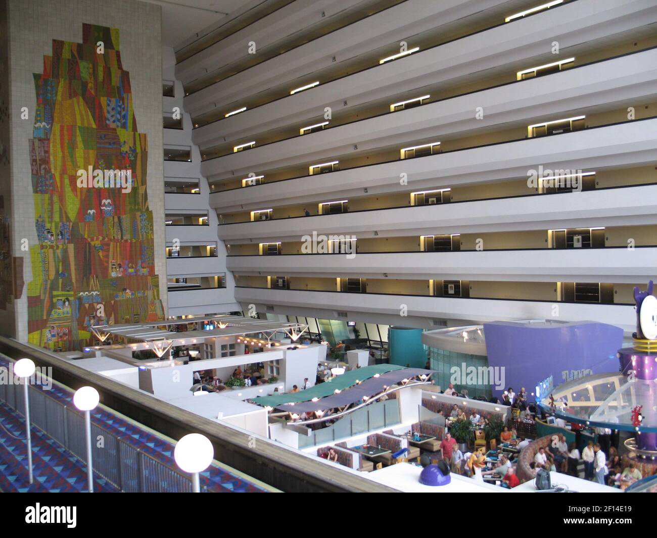 In this photograph, the 90-foot-tall ceramic mural by Mary Blair that ...