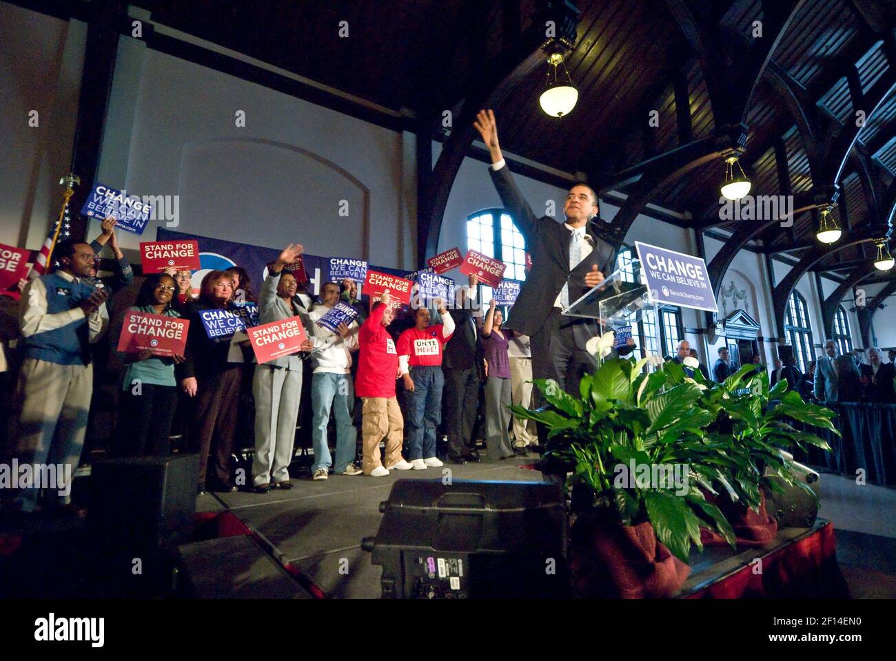 Under the dark arched wooden ceiling of McBryde Hall, Barack Obama ...