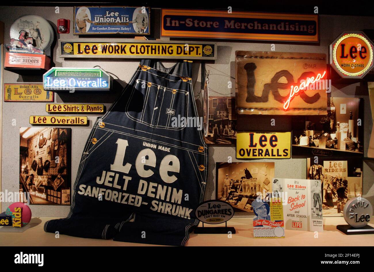 A display of historical items from Lee Jeans is on display at the Lee ...