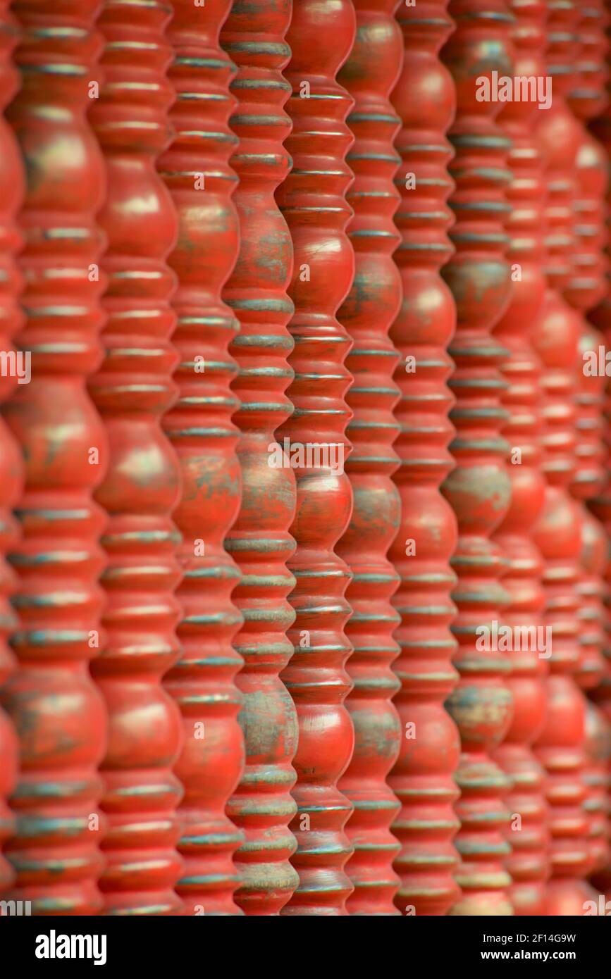 Turned wooden dowels screen the window openings of the Temple of ...