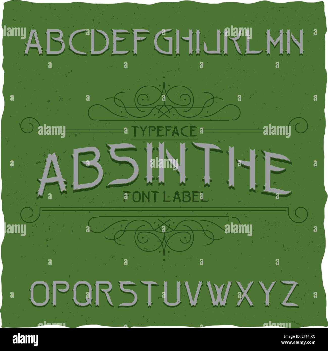 Absinthe label font and sample label design with decoration ...