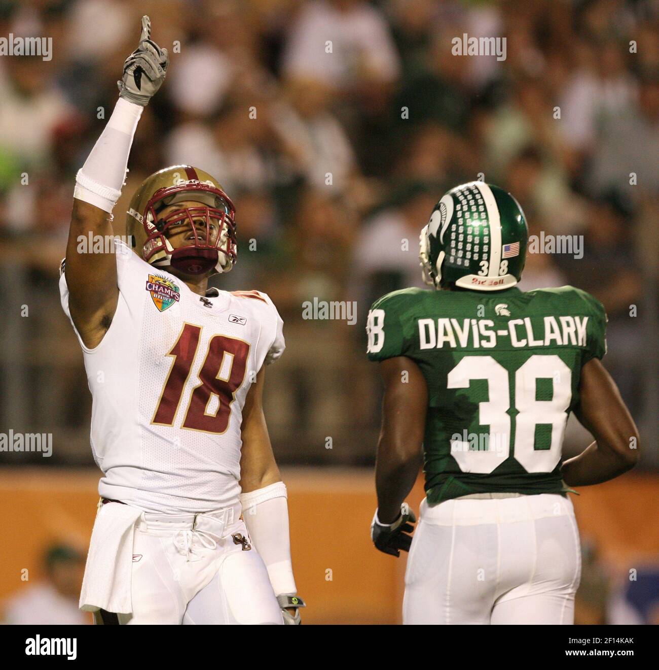 Boston College wide receiver Rich Gunnell (18) celebrates his second ...