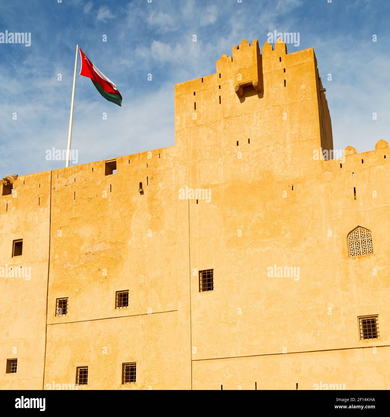 In oman muscat the old defensive fort battlesment sky and star brick ...
