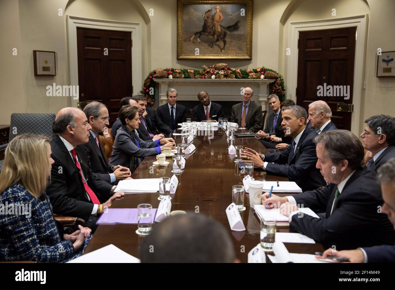 President Barack Obama and Vice President Joe Biden meet with business ...