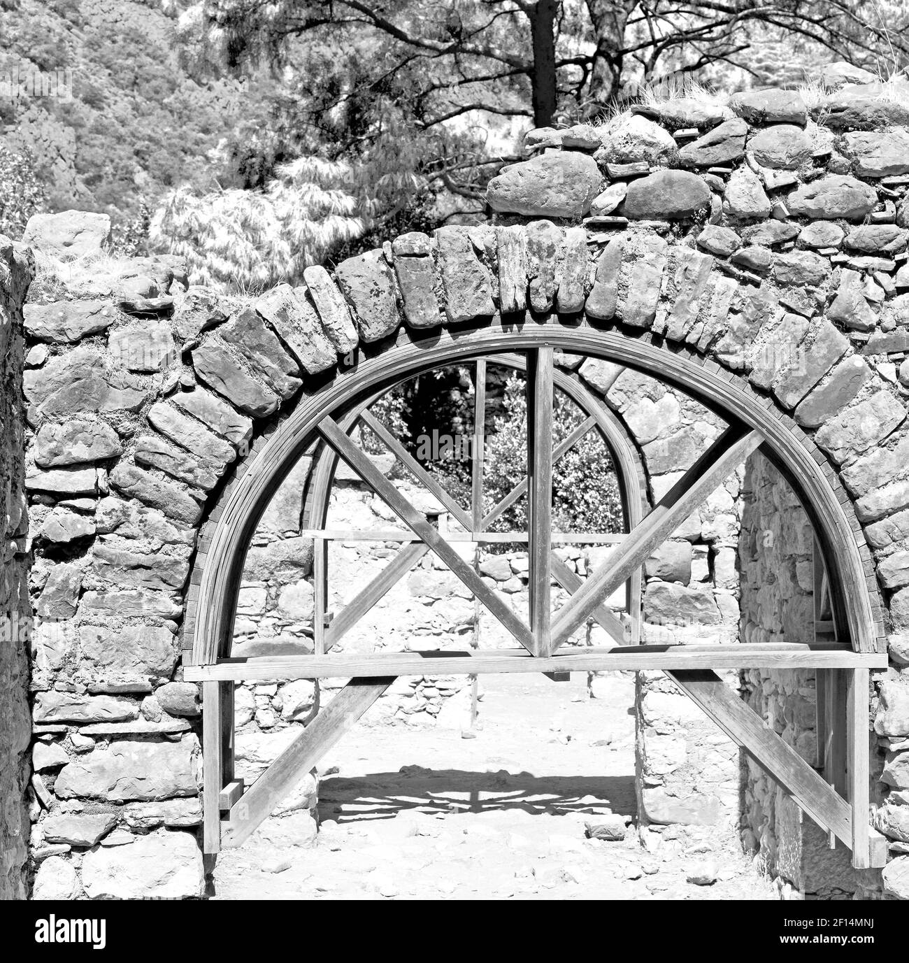 Olympos bush gate in myra the old column stone construction asia greece ...