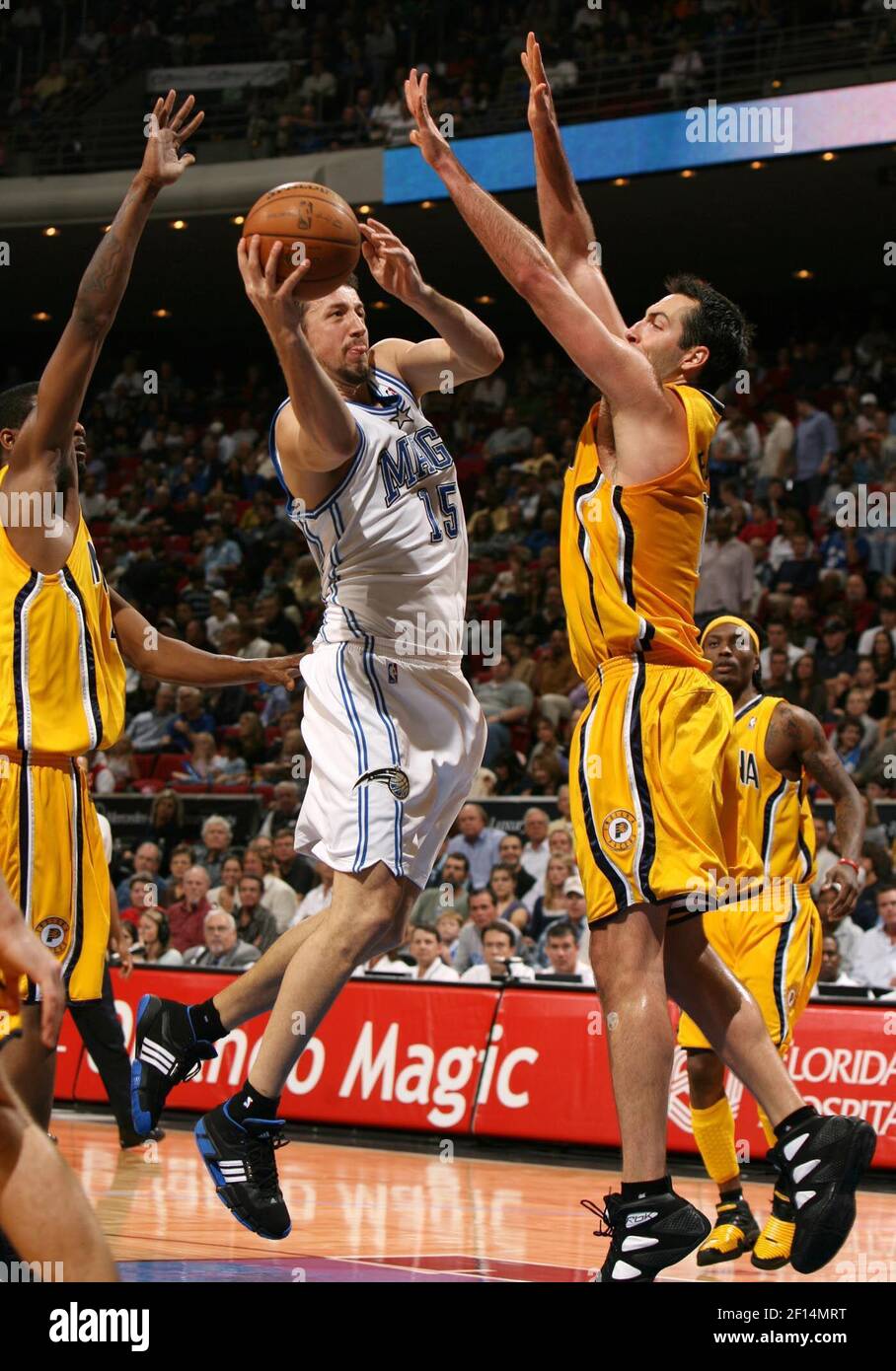 Orlando Magic forward Hedo Turkoglu shoots in front of Indiana Pacers ...