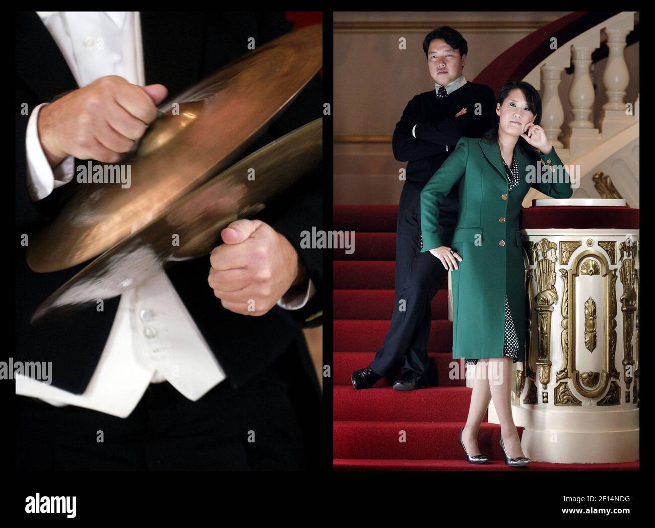 St. Louis Symphony musician Thomas Stubbs performs on the cymbals as he ...