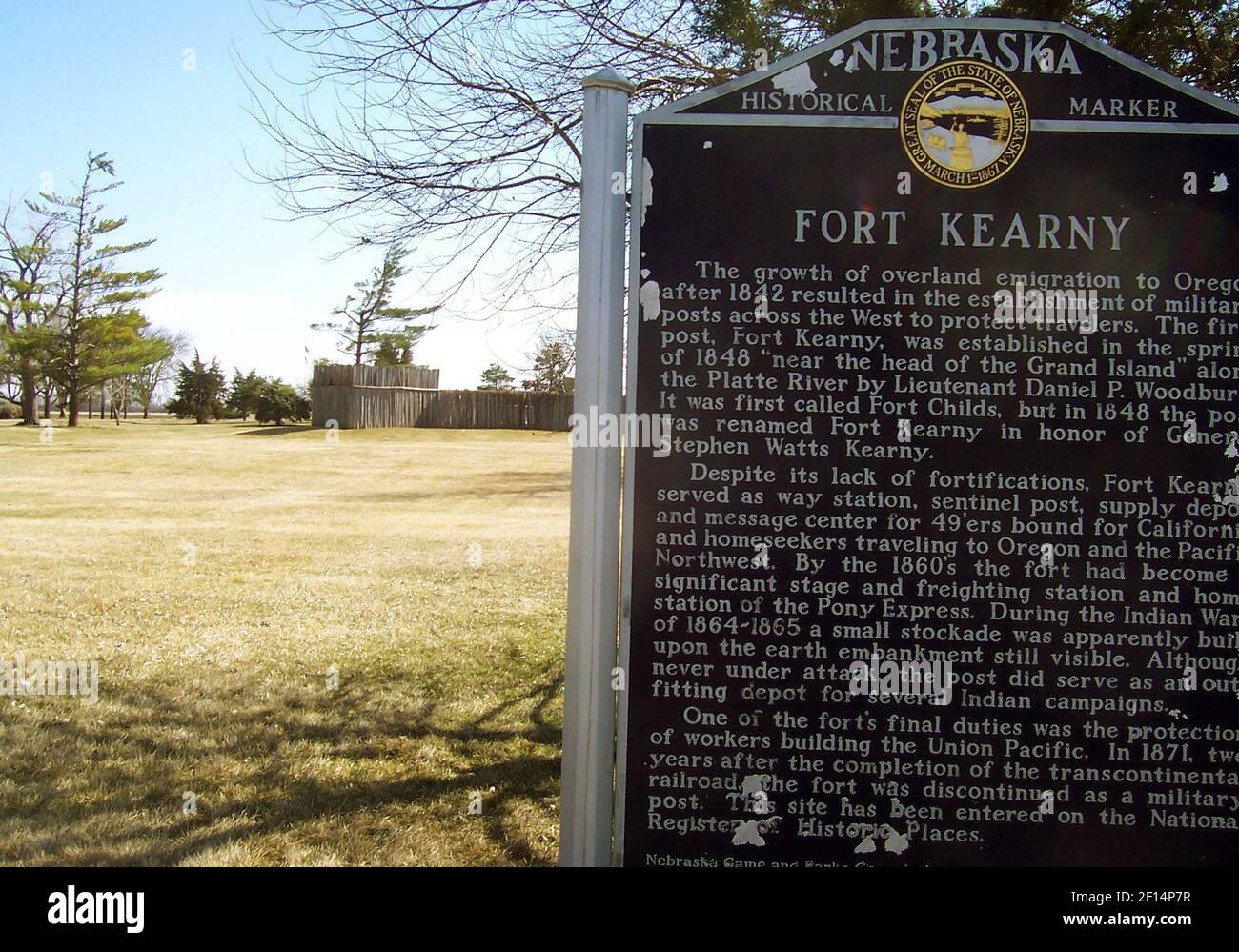 A historical marker identifies and explains the importance of Fort ...