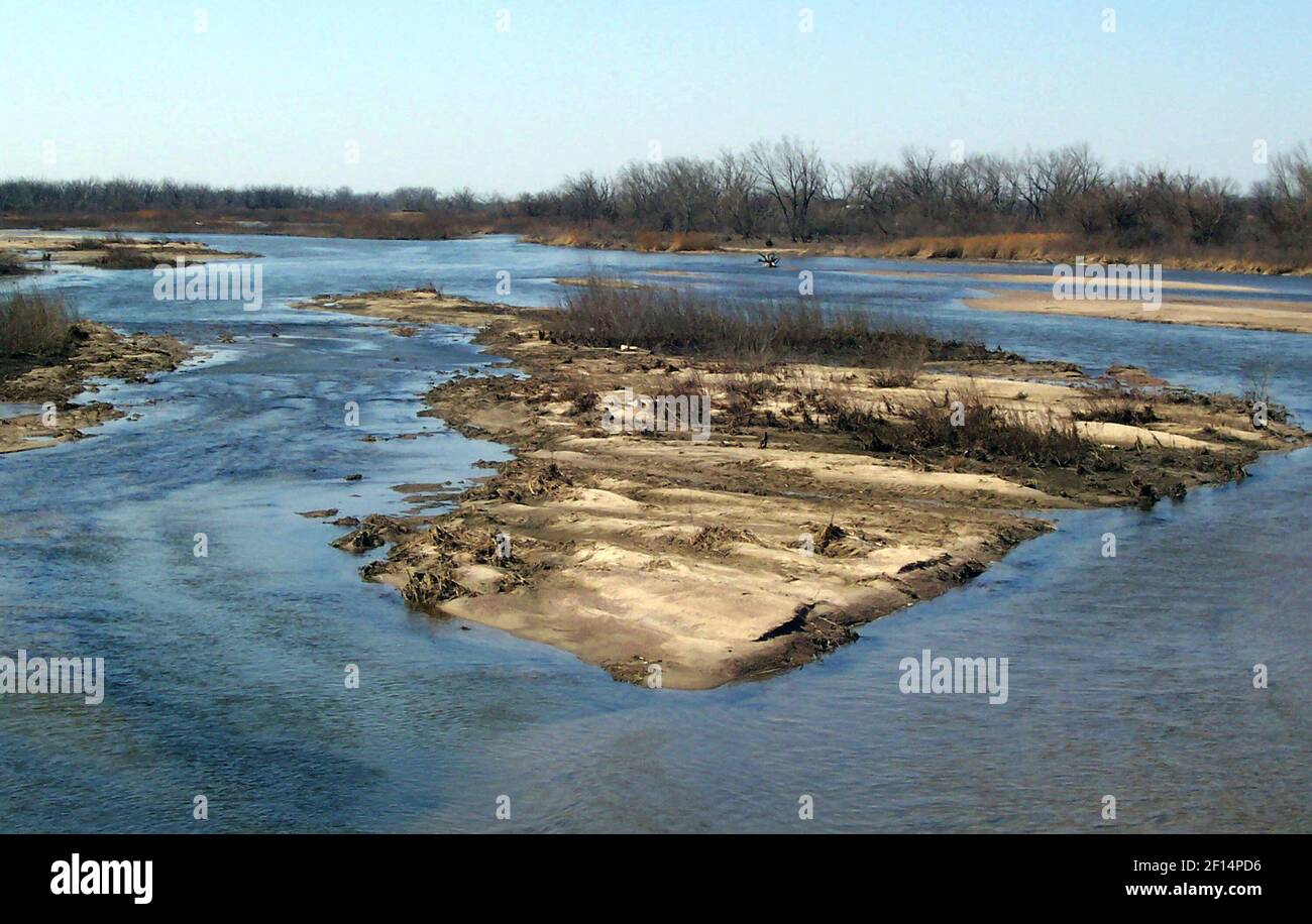 The Platte River, at it appears near Fort Kearny in south-central ...