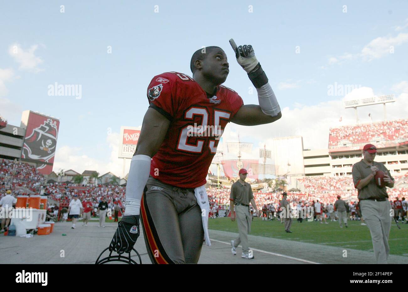 Tampa Bay Buccaneers cornerback Brian Kelly (25) leaves the field ...