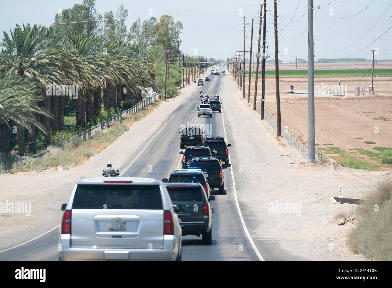 President Donald Trump's motorcade is seen arriving Tuesday June 23 ...