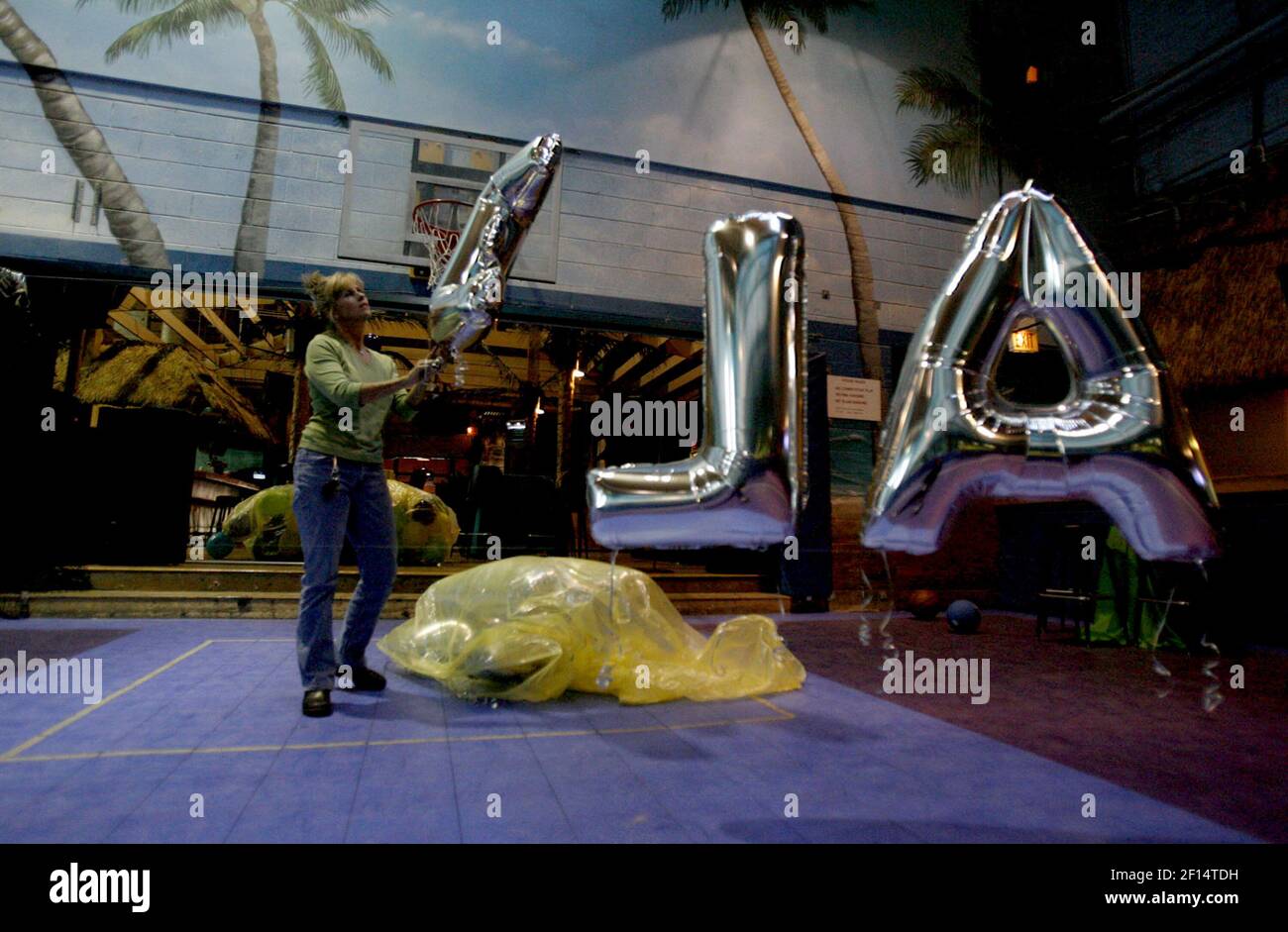 Cindi Cronin, owner of Balloons Instead, installs helium balloons at ...