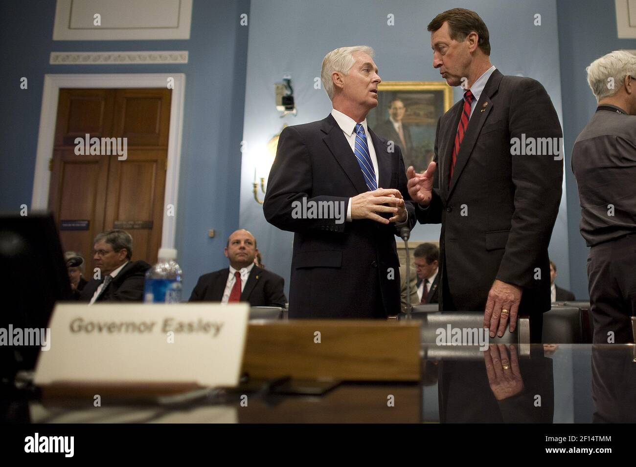 North Carolina Gov. Mike Easley speaks with Rep. Bob Etheridge (D-NC ...