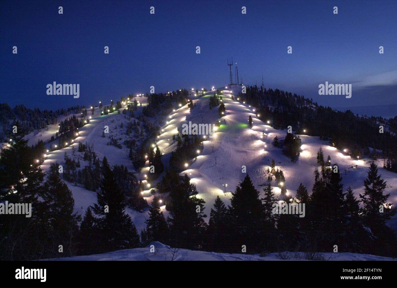 The front side of the mountain at Bogus Basin Mountain Resort looks ...