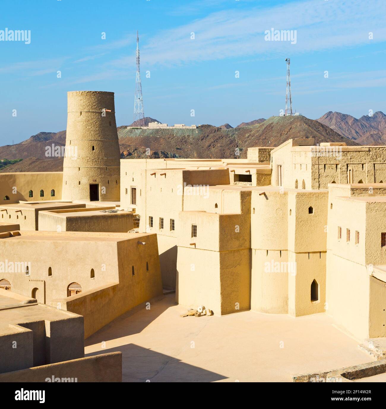 In oman muscat the old defensive fort battlesment sky and star brick ...