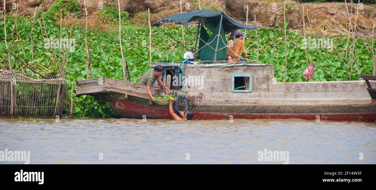 Riverside life in the Mekong Delta. Cat Cai Lậy District, Tien Giang ...
