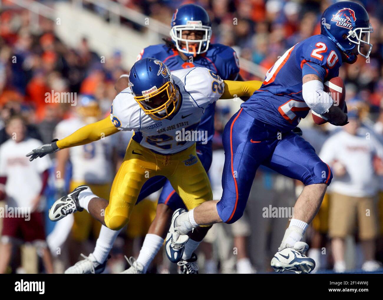 San Jose State cornerback Christopher Owens tries to wrap up Boise ...