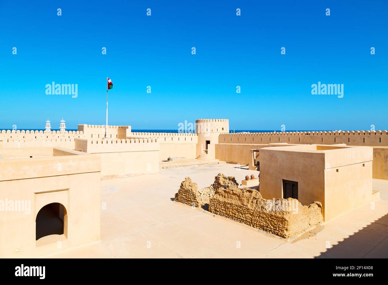 In oman muscat the old defensive fort battlesment sky and star brick ...