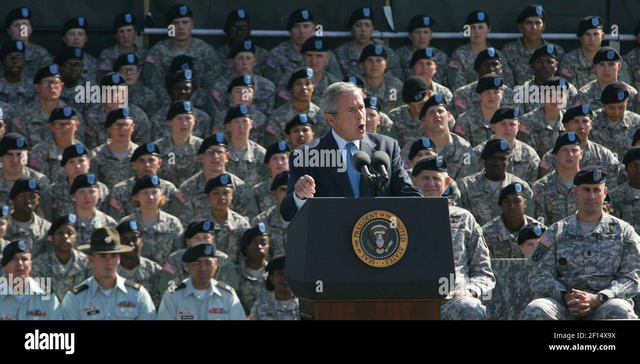 President George W. Bush speaks during graduation ceremonies for Army ...