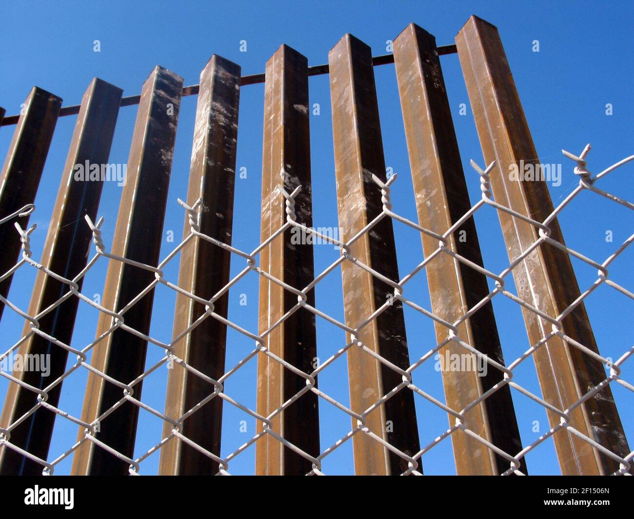 The end of newly built 15-foot high U.S. border fencing east of ...