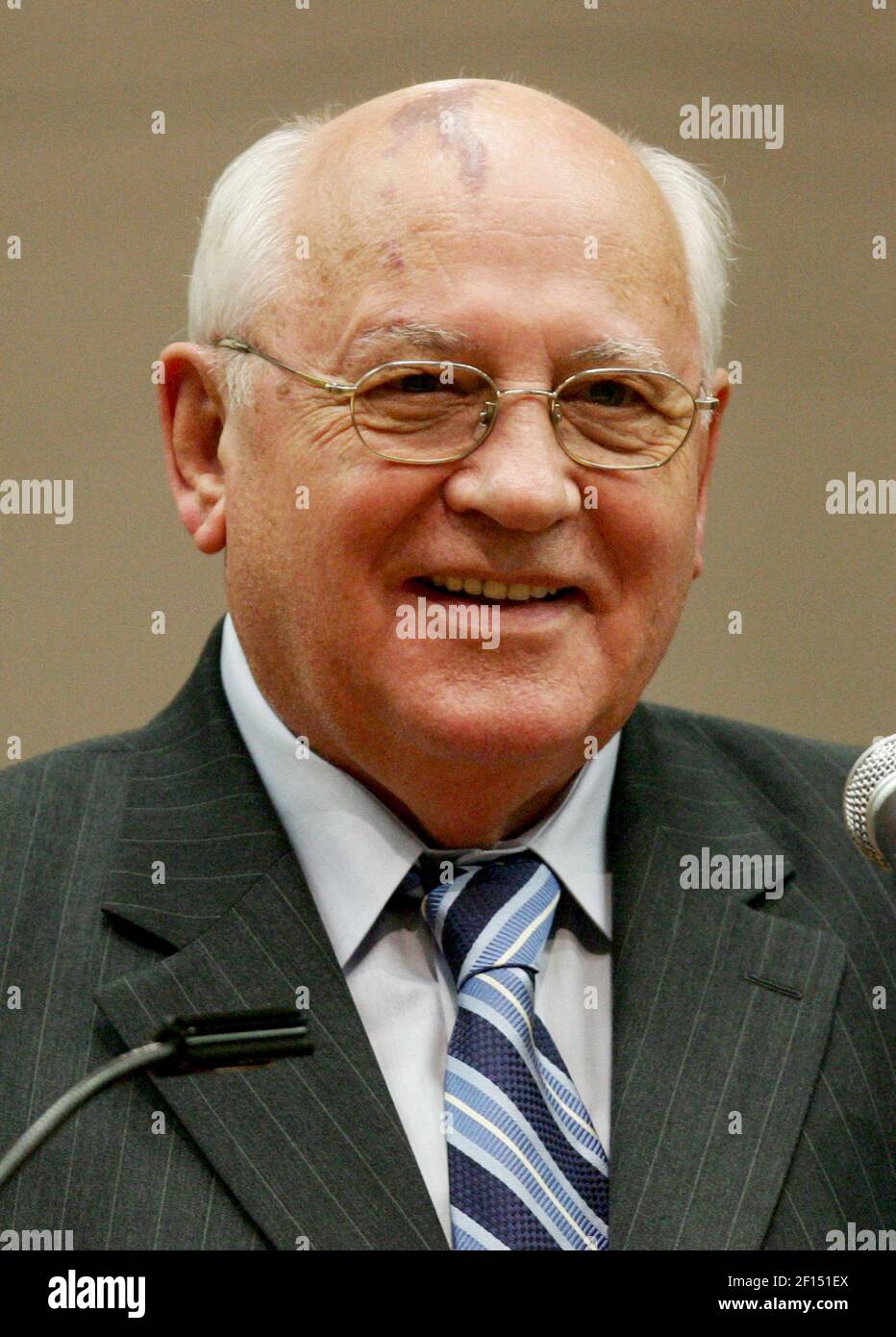 Mikhail Gorbachev, former president of the Soviet Union, smiles after ...