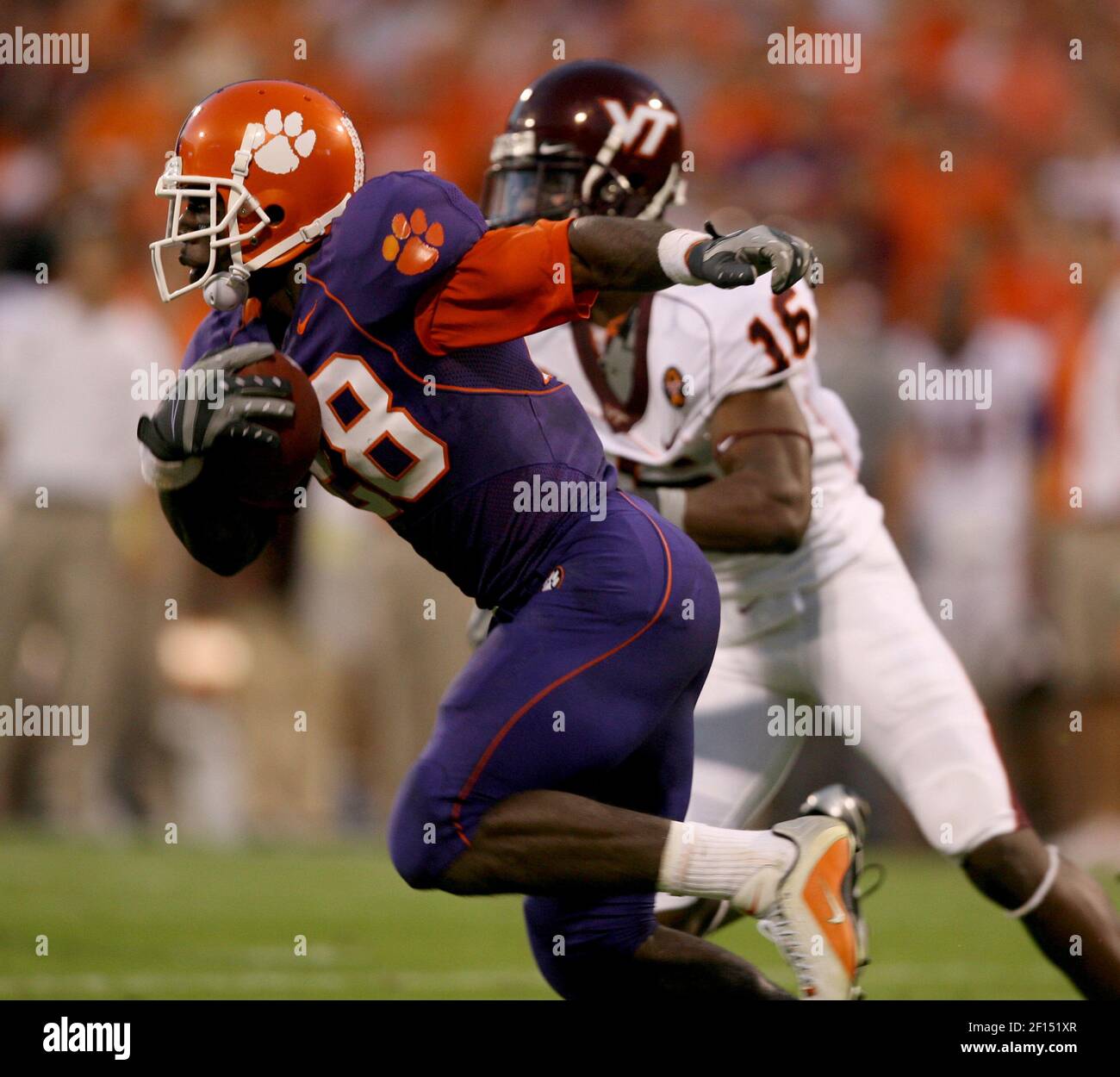 Clemson running back C.J. Spiller (28) returns a punt to the Clemson 43 ...