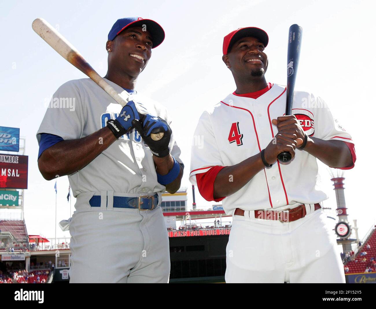 The Chicago Cubs' Alfonso Soriano (left) and Cincinnati Reds' Brandon ...