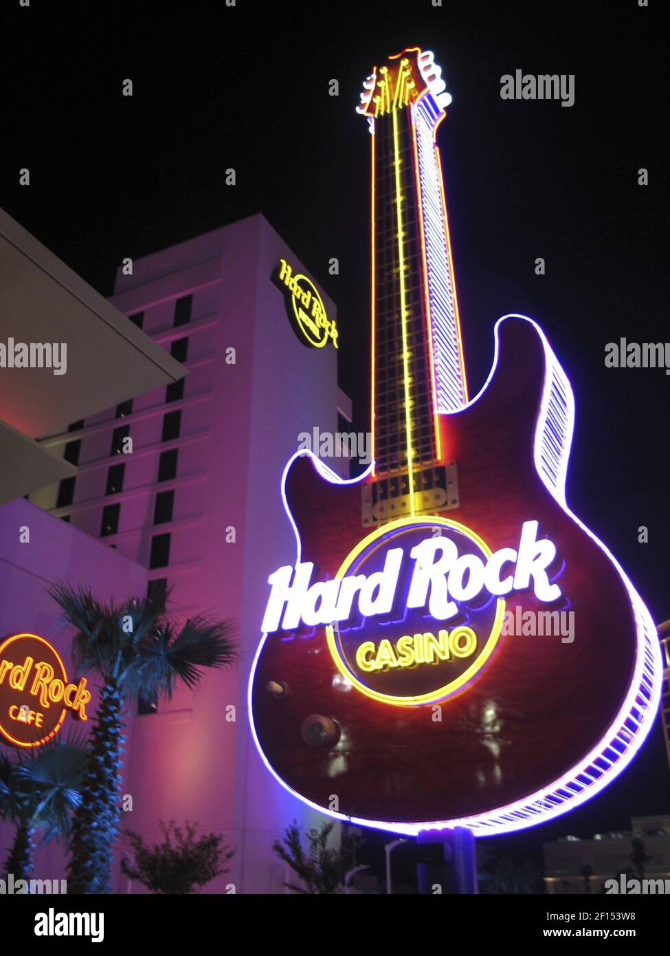 The Hard Rock Hotel & Casino sign is a replica of a Peavey HP Signature ...