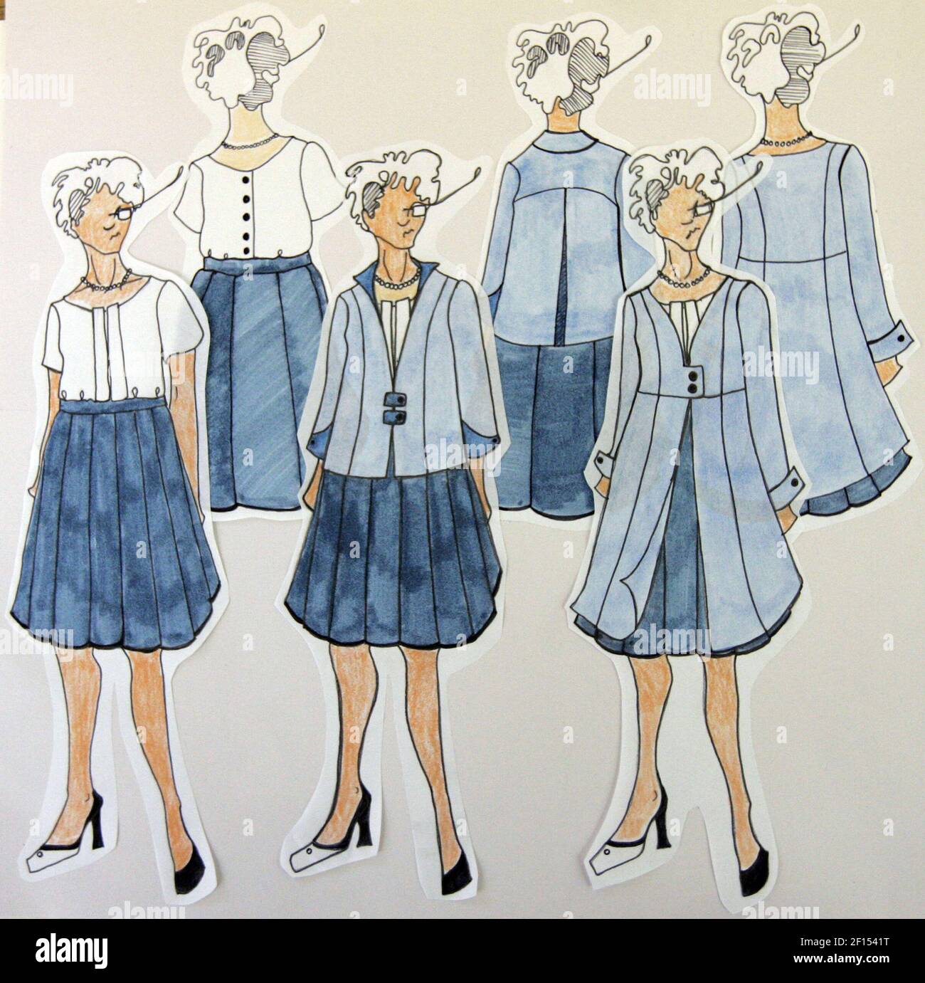 In this photograph, original sketches of an outfit for Dr. Linda Timm ...