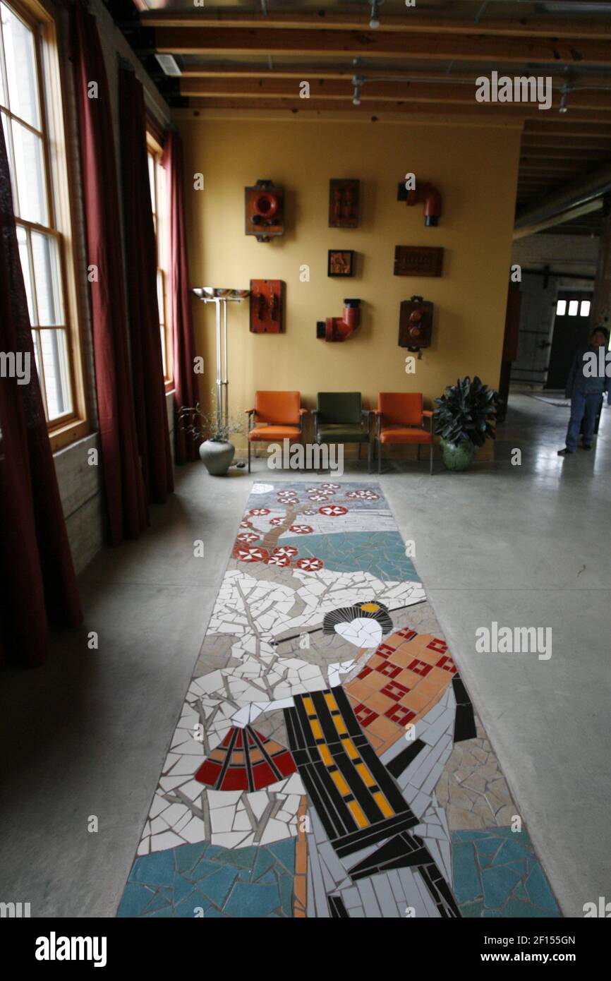 Joan Vickers created this floor mosaic in the renovated Featherbone ...