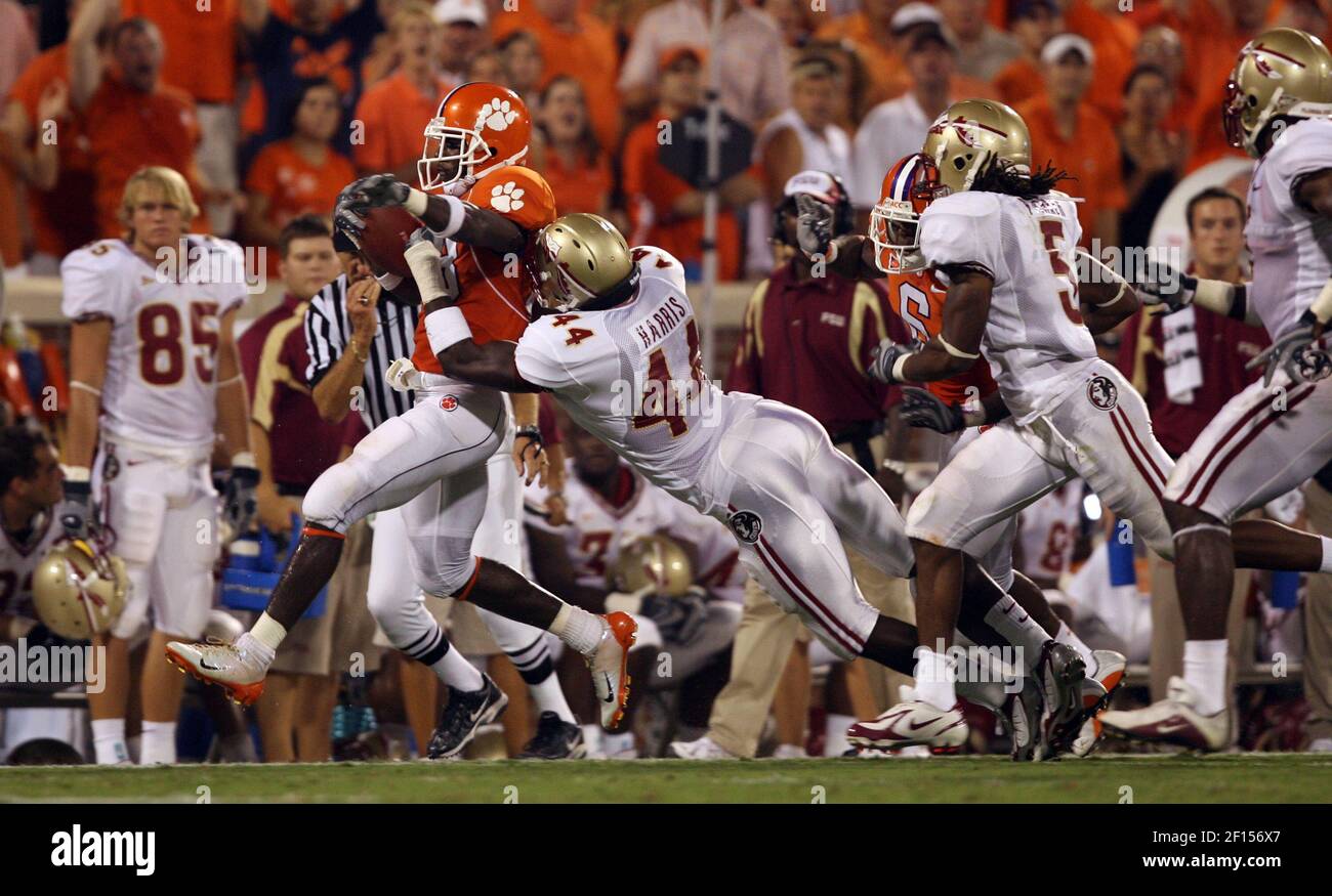 Clemson running back C.J. Spiller, (28) is stopped after a 52-yard ...