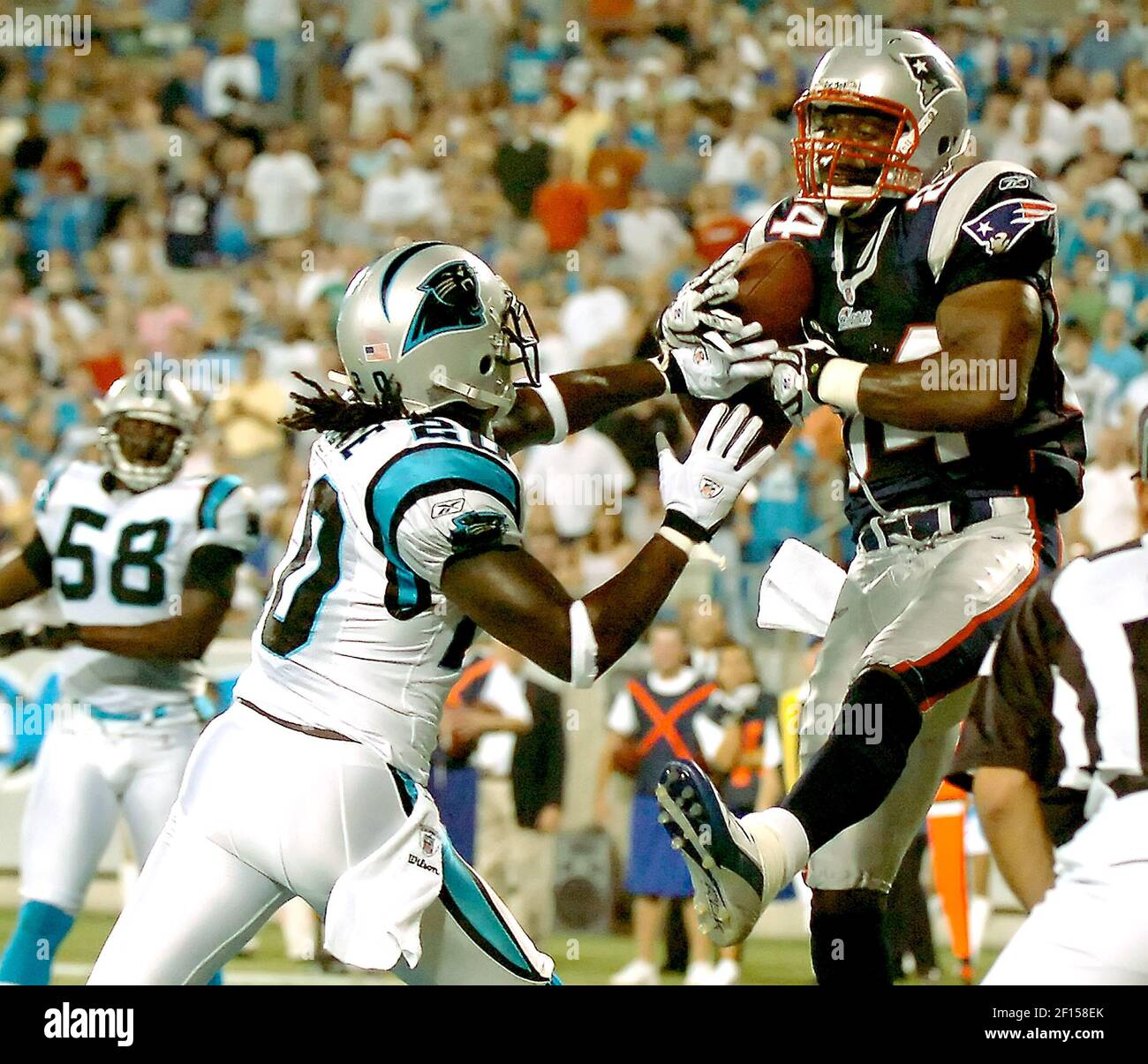 Carolina Panthers cornerback Chris Gamble (20) breaks up a pass in the ...