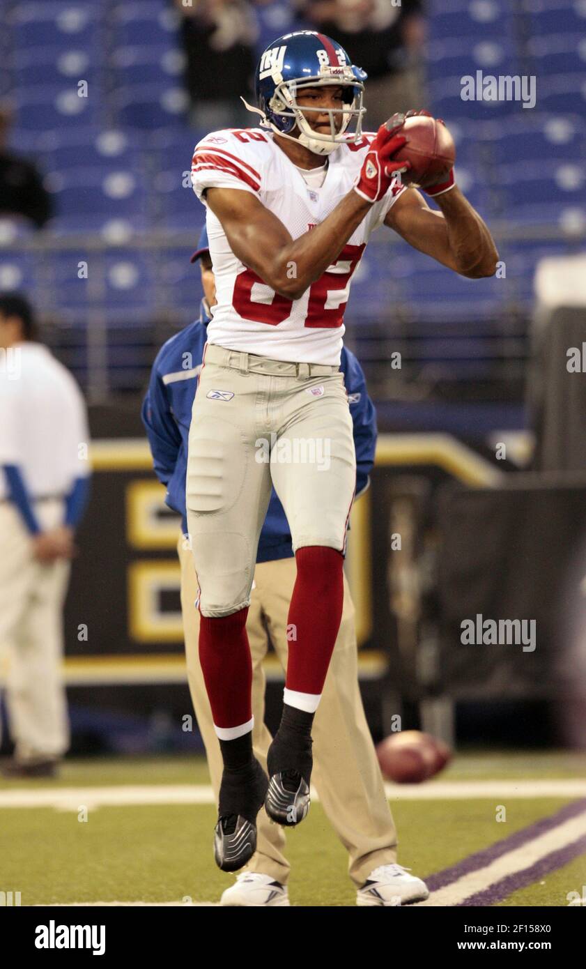The New York Giants' Brandon London is shown before a preseason game ...