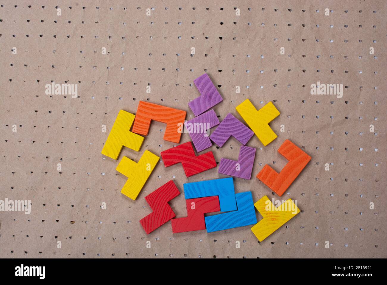 Concept of creative logical thinking. Different colorful wooden blocks ...