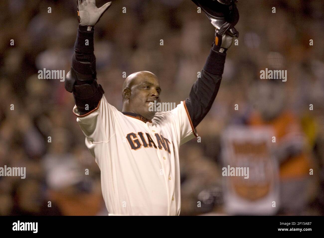 San Francisco Giants' Barry Bonds celebrates home run number 756 in the ...