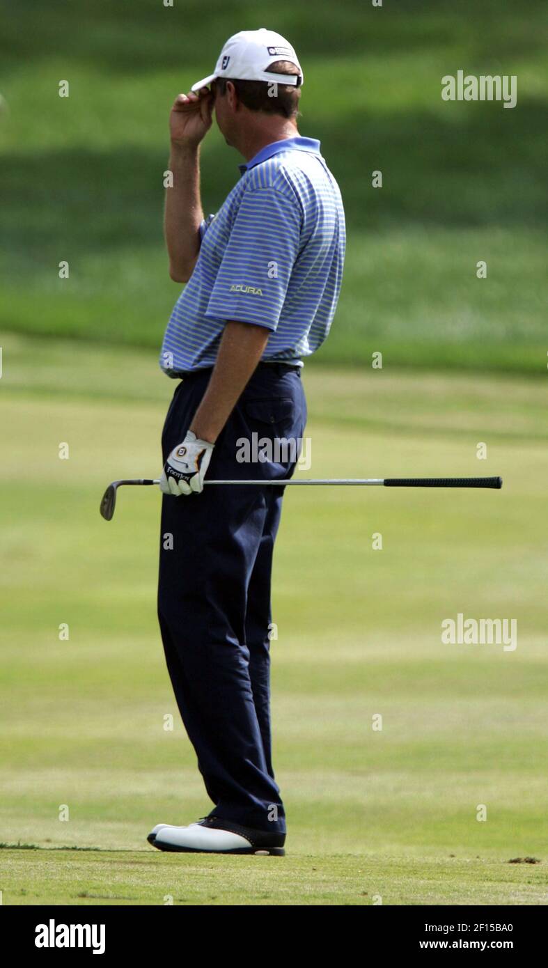 Davis Love III can't look after hitting his approach shot on No. 16 at ...