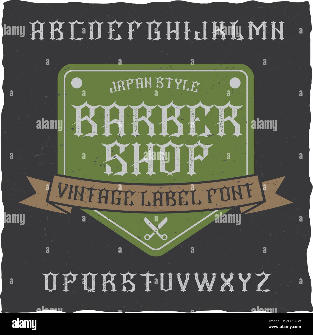 Barber Shop label font and sample label design with decoration and ...