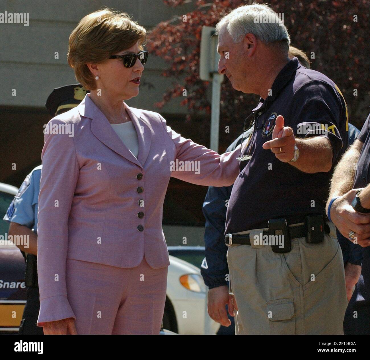 First lady Laura Bush talked with NTSB Chairman Mark Rosenker after she ...