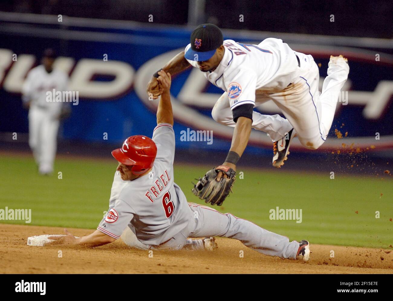 Cincinnati Reds' Ryan Freel is safe at base as New York Mets' Jose ...