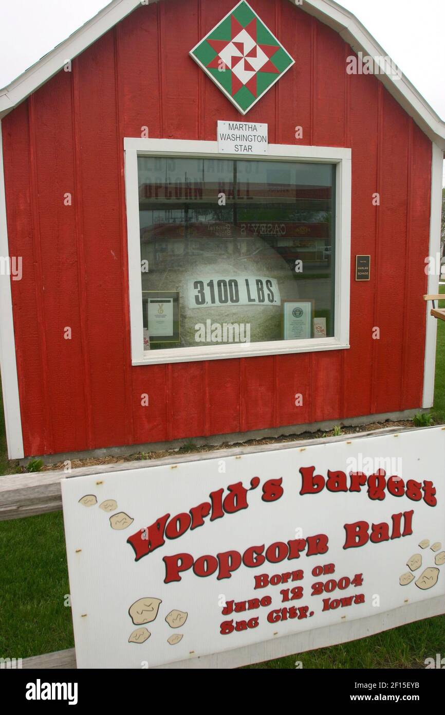 The world's largest popcorn ball sits in a shed in Sac City, Iowa ...
